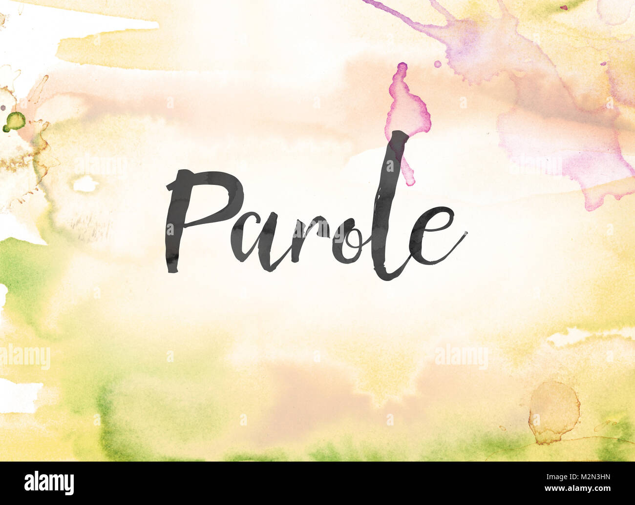 The word Parole concept and theme written in black ink on a colorful ...