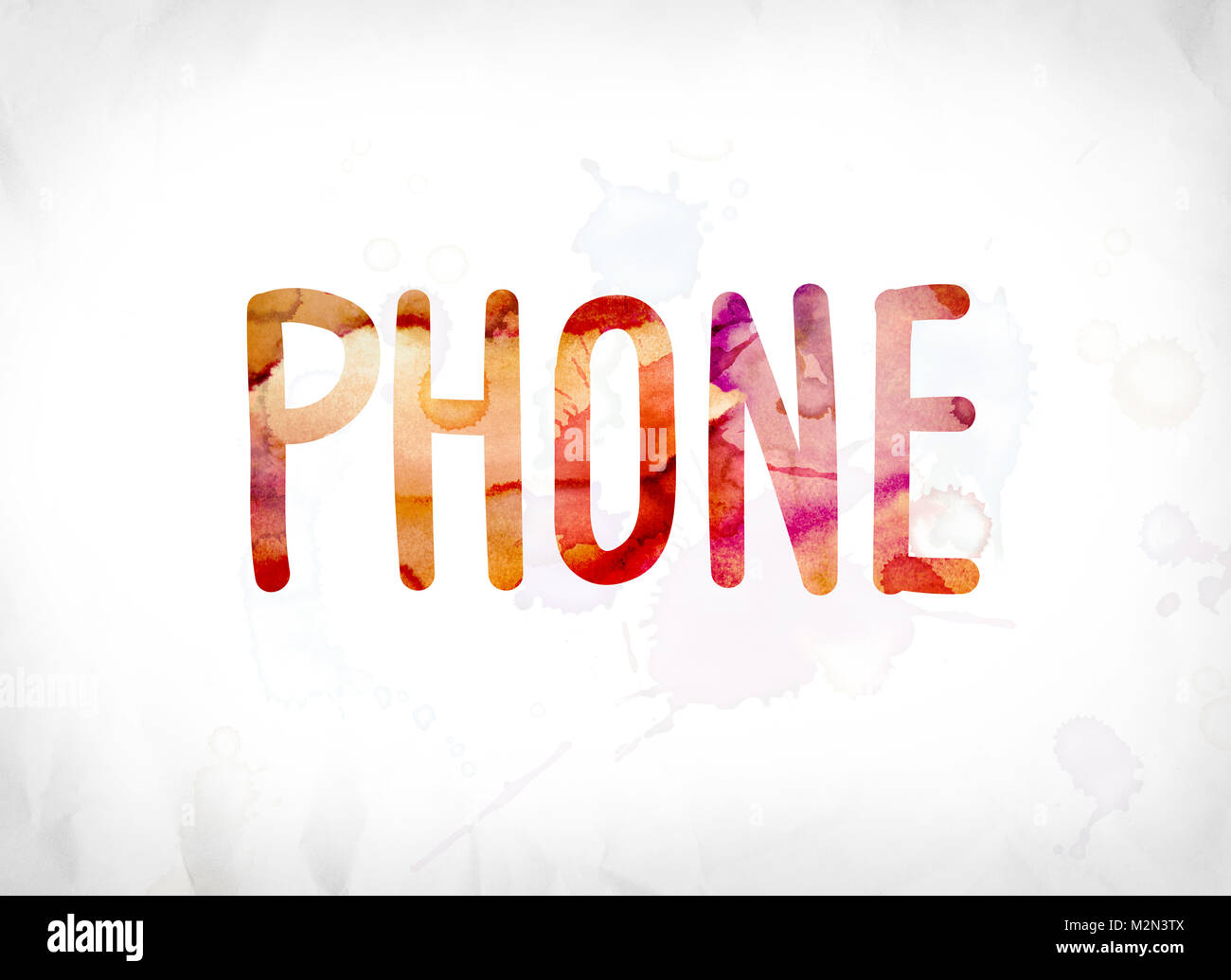 The word Phone concept and theme painted in colorful watercolors on a ...