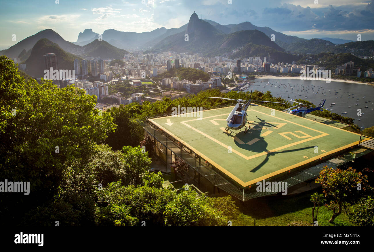 Helipad with helicopter in Rio de Janeiro, Brazil Stock Photo - Alamy