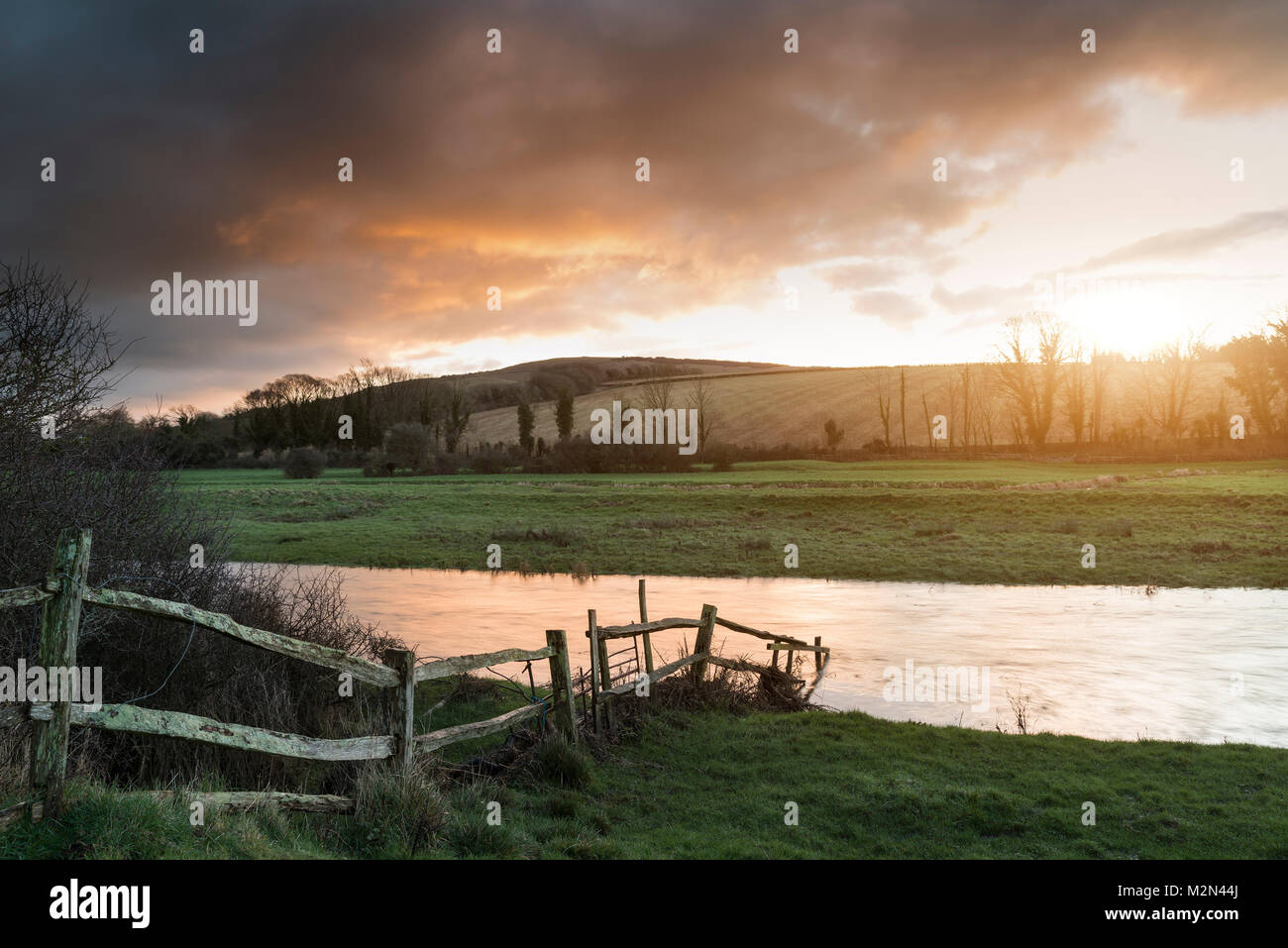 Stunning Winter sunrise landscape of Cuckmere River winding through ...