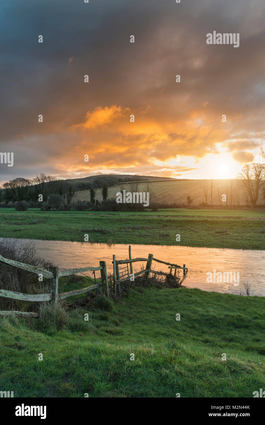 Stunning Winter sunrise landscape of Cuckmere River winding through ...