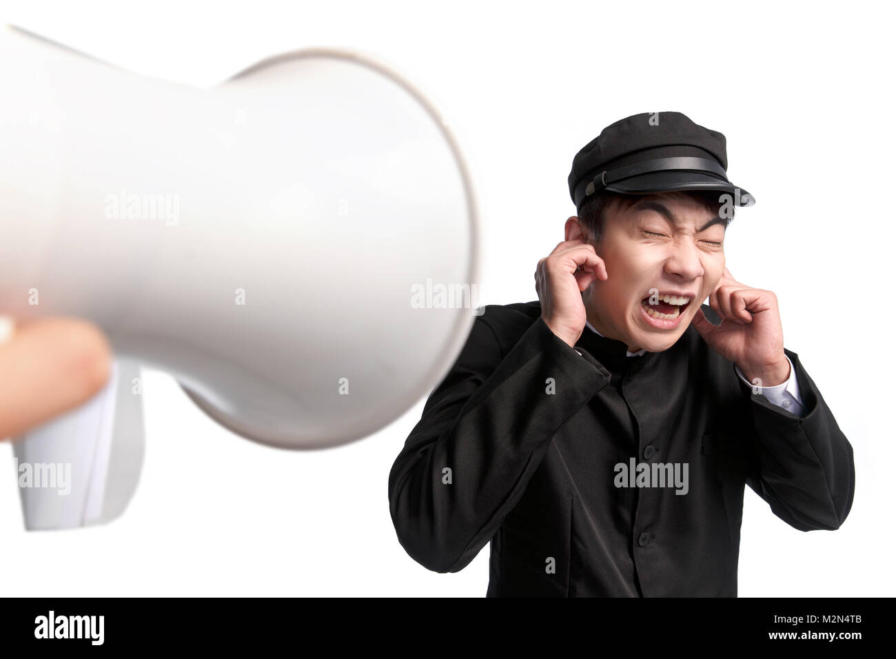 Restore ancient ways young woman to the young man shouted Stock Photo ...