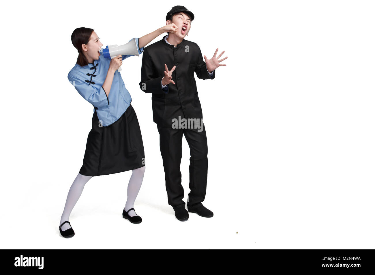 Young woman hit young man Stock Photo - Alamy