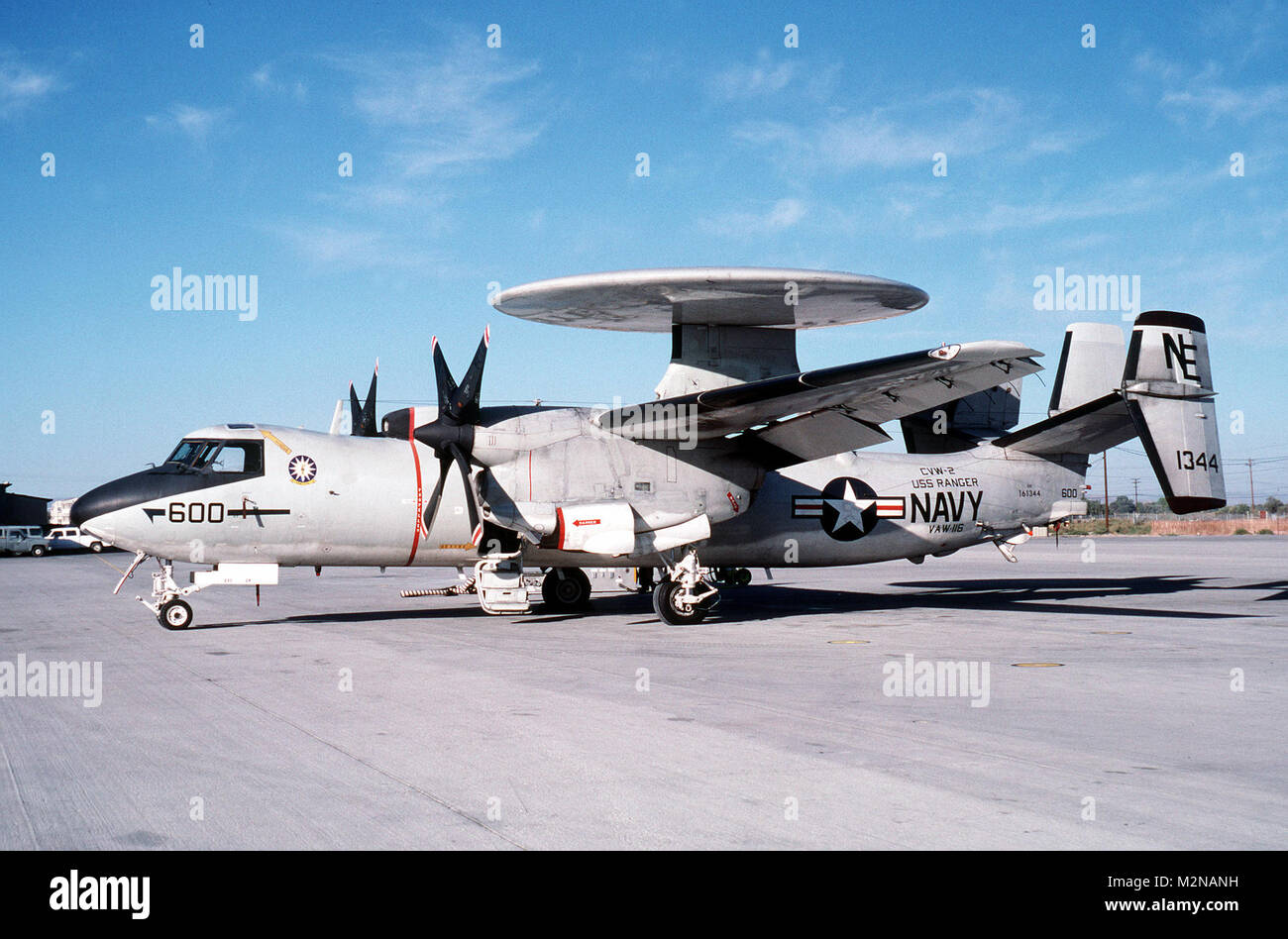 A left side view of an Airborne Early Warning Squadron 116 (VAW-116) E ...