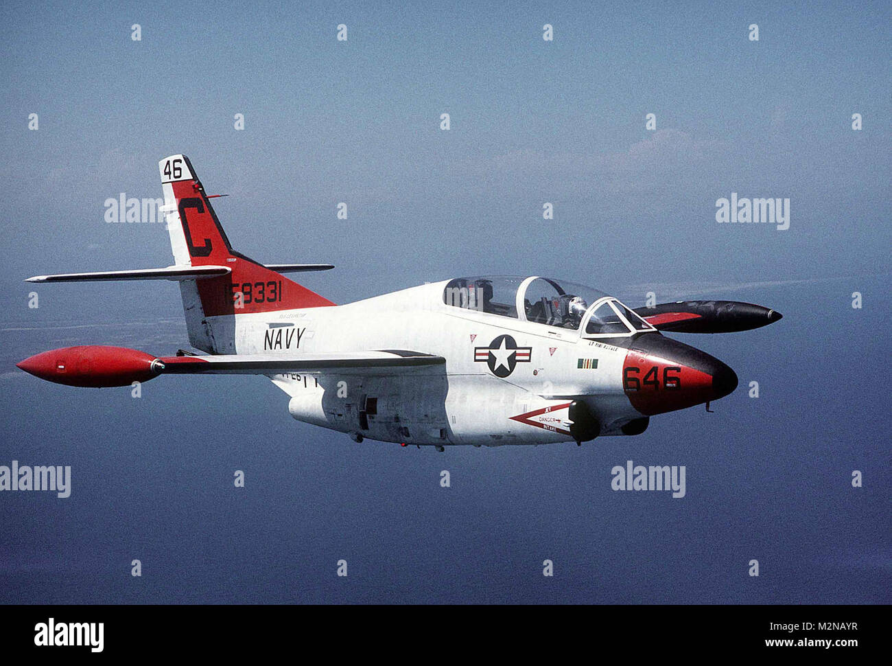 A right front view of a T-2C Buckeye aircraft from Training Squadron 26 ...