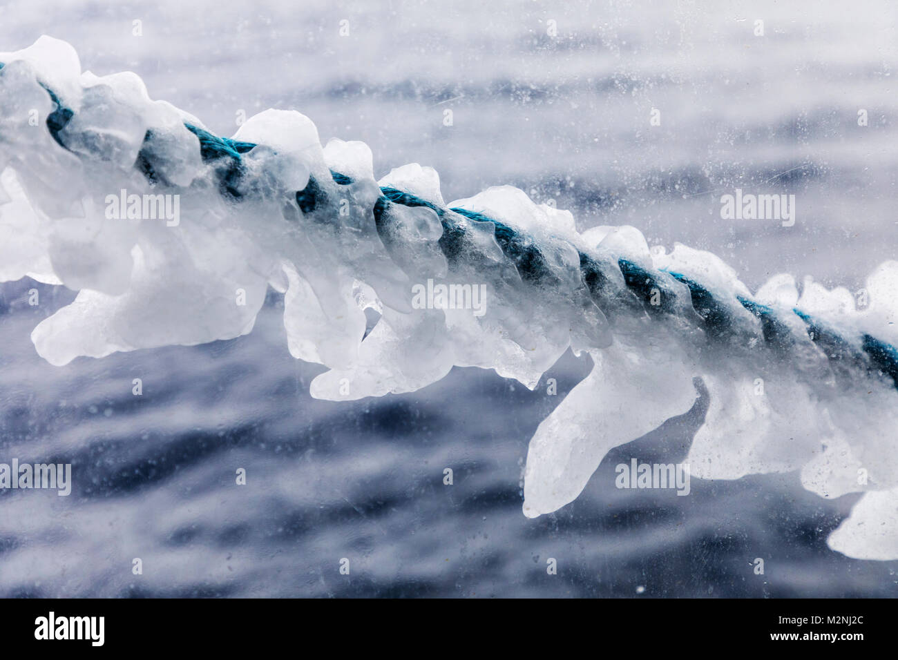 Ice coated rigging; passenger ship Ocean Adventurer sails Boyd Strait ...