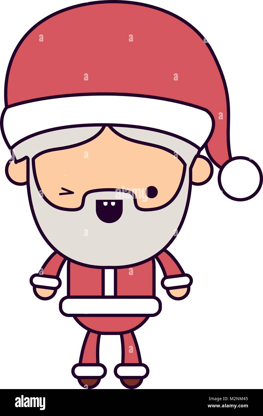 santa claus cartoon full body wink eye expression colorful silhouette ...