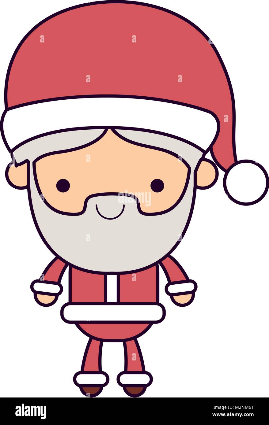 santa claus cartoon full body smiling expression colorful silhouette on ...