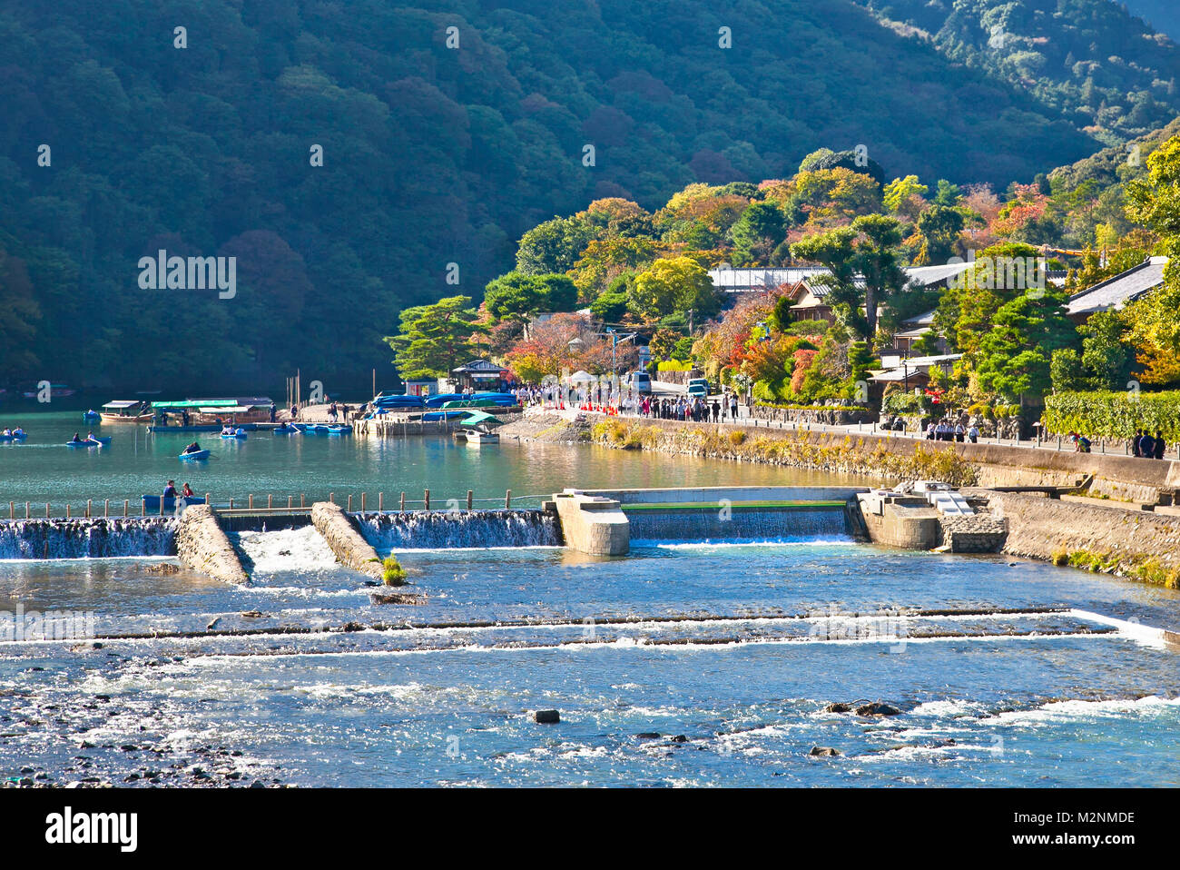 Boat on the Katsura River in Arashiyama, Kyoto, Japan. Katsura River ...