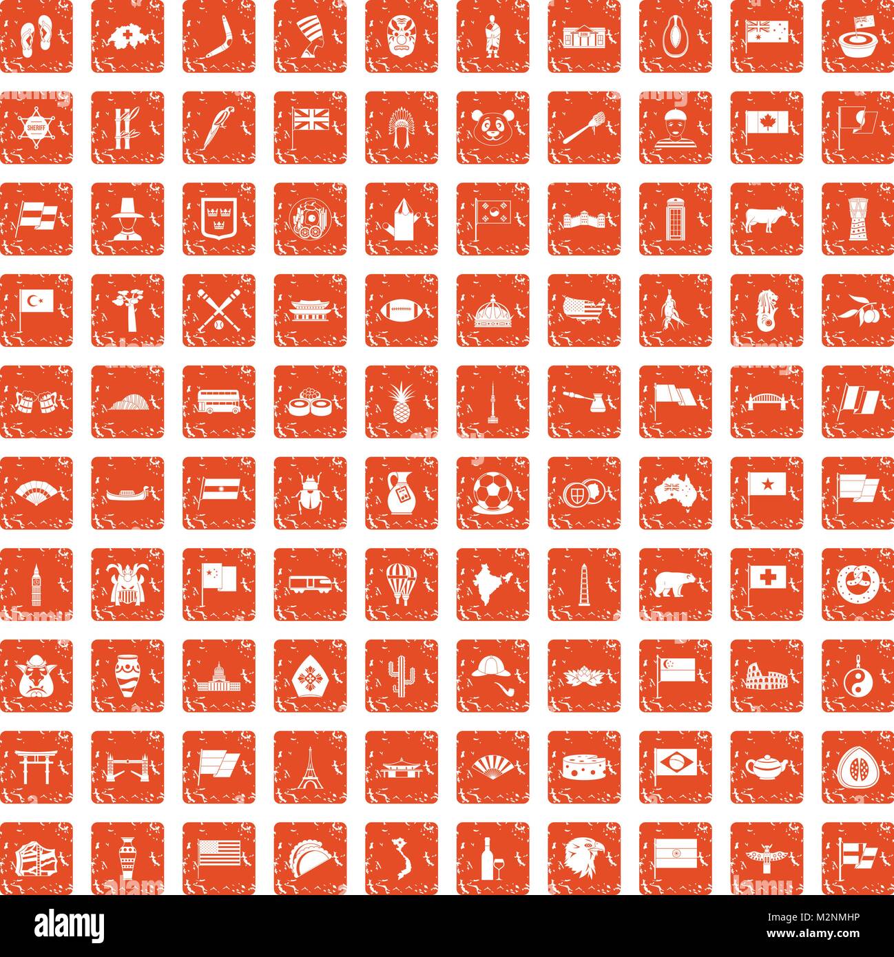 100 national flag icons set grunge orange Stock Vector Image & Art - Alamy
