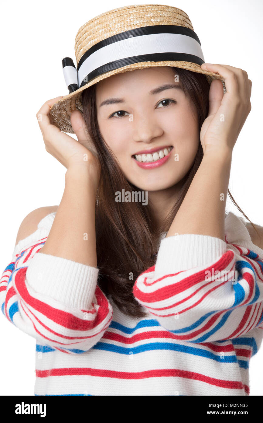 Portrait of a Beautiful Chinese American woman displaying a bit of ...