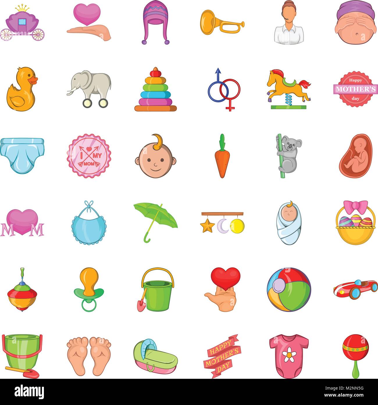 Upbringing of children icons set, cartoon style Stock Vector Image ...