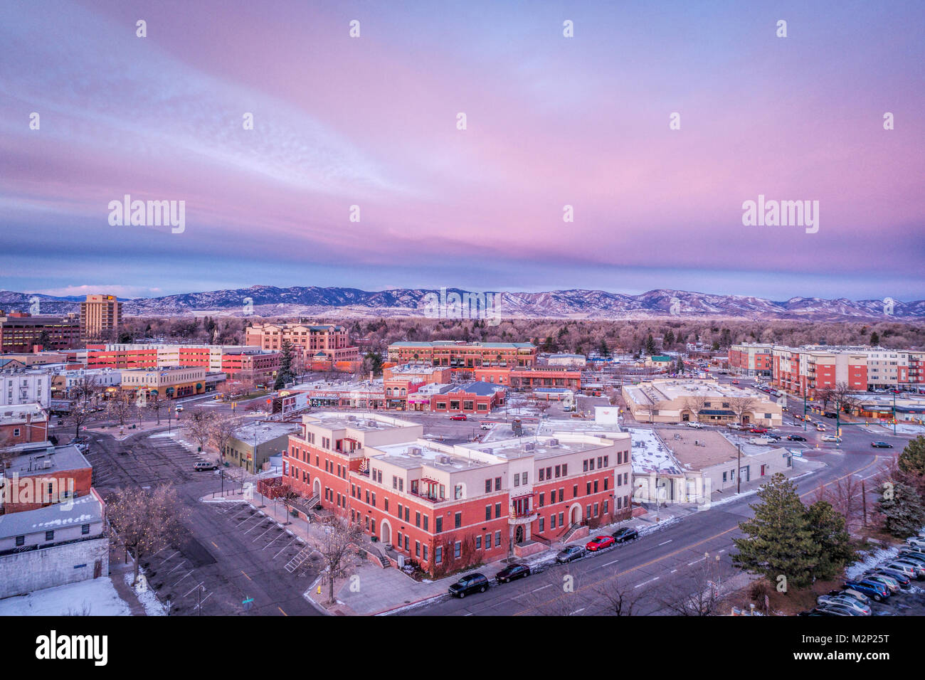 FORT COLLINS, CO, USA - DECEMBER 13, 2016: Downtown of Fort Collins ...