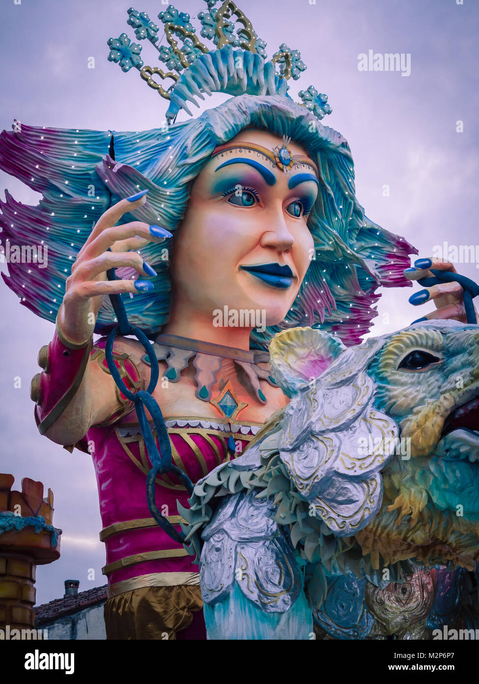 Verona, Italy - January 14, 2018: Detail of a carnival wagon during an ...