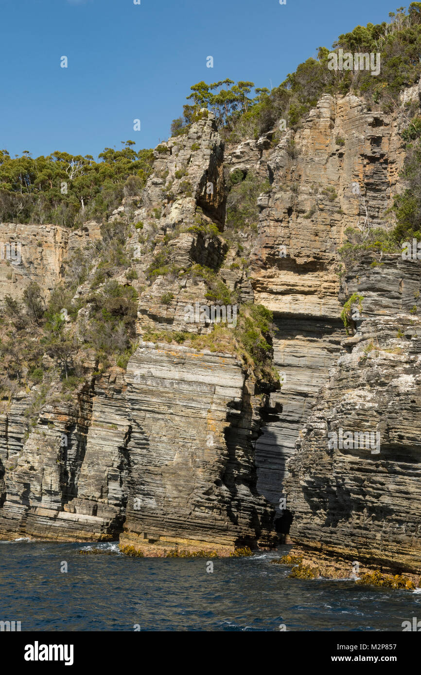 Rock Stack in Waterfall Bay, Tasman NP, Tasmania, Australia Stock Photo ...