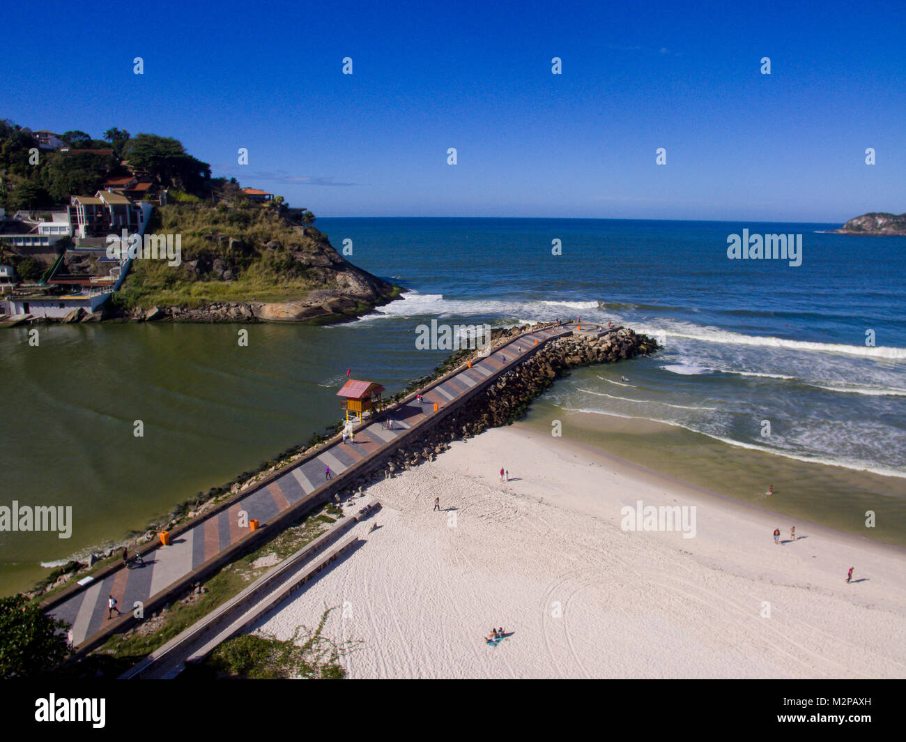 Drone photo of Barra da Tijuca beach, Rio de Janeiro, Brazil. We can ...