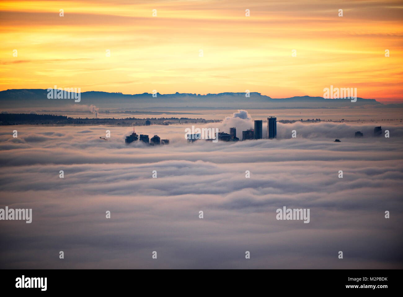 Dec 8, 2017 - a strong inversion creates low level fog at sunrise in ...