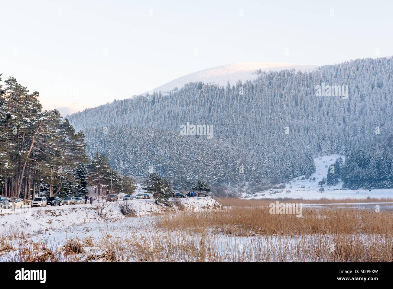 Landscape View of frozen Abant lake in Golcuk National Park in Bolu ...