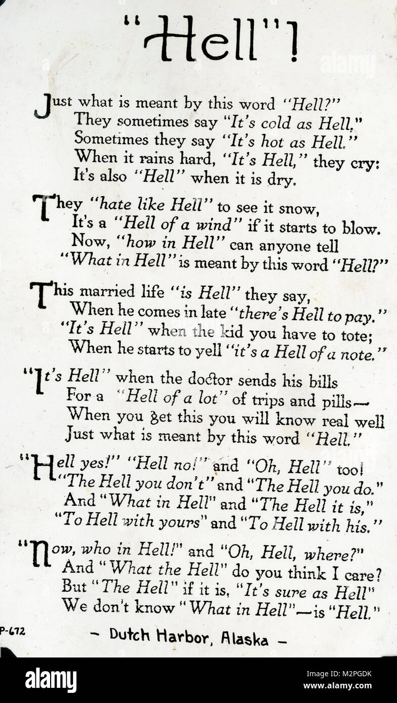 Fugate poem Hell Stock Photo - Alamy