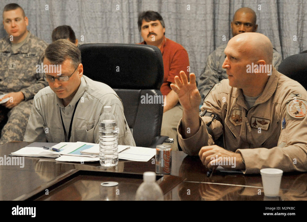 Col. Jeffrey Kelly, from U.S. Air Forces Central, discusses a manpower ...