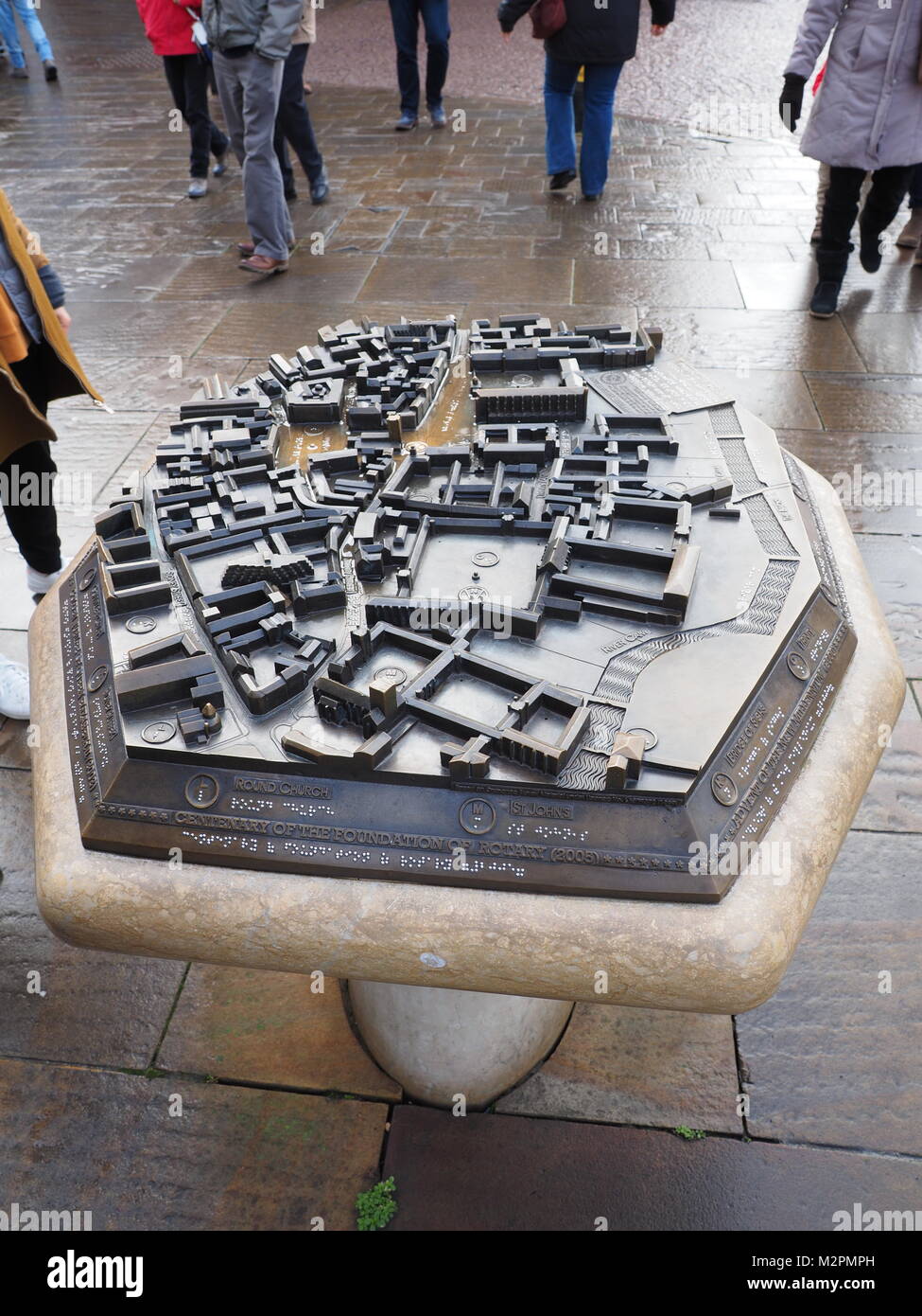 A bronze 3D raised model of Cambridge city by Vernon McElroy with ...