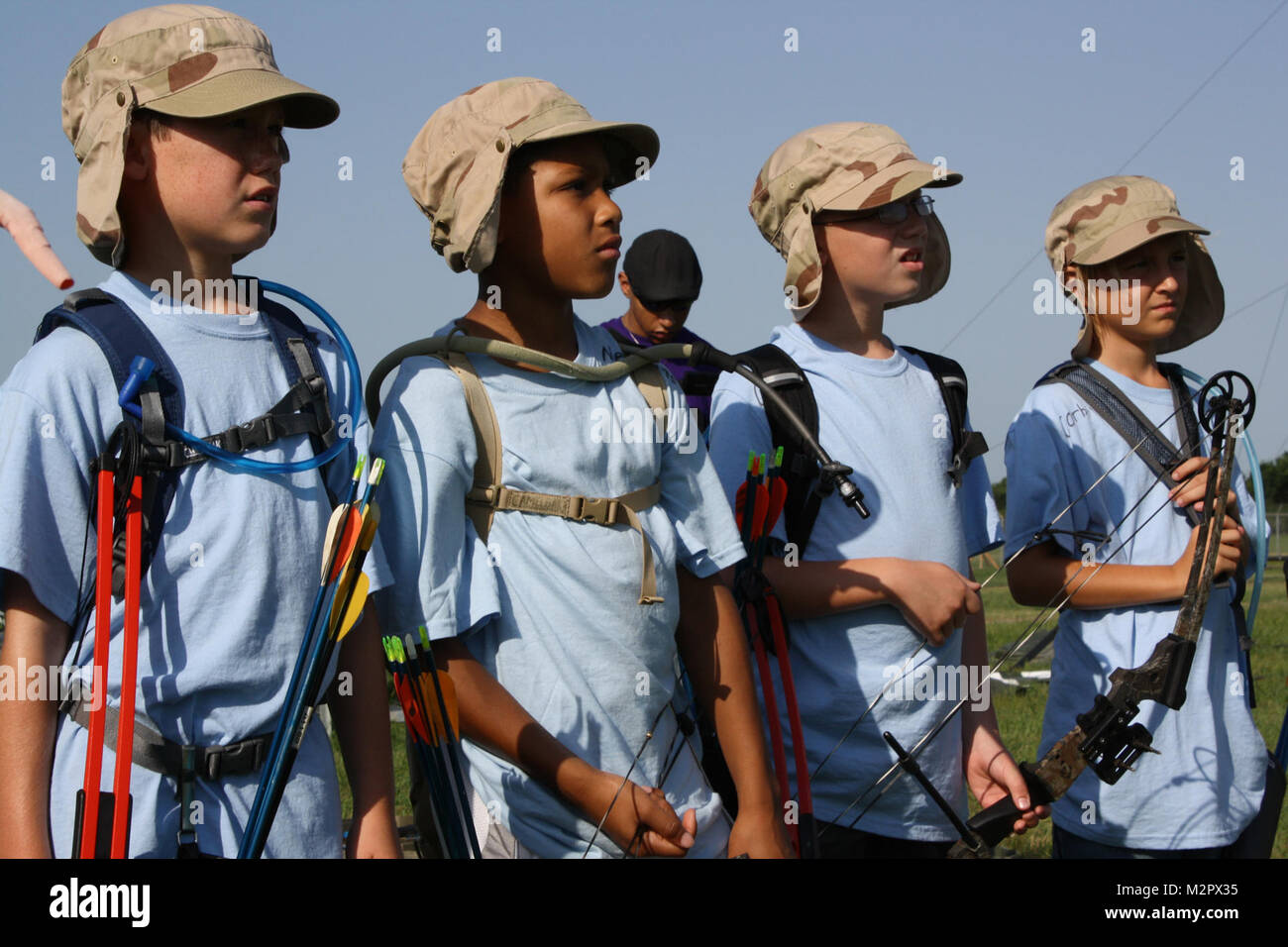 Campers at the Oklahoma National Guard Kids Kamp 2011 take aim during ...