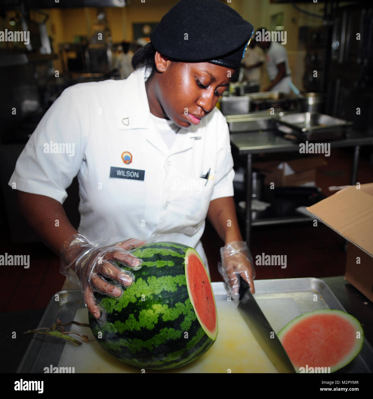 Members of the Camp Carroll dining faciity prepare for the Connelly ...