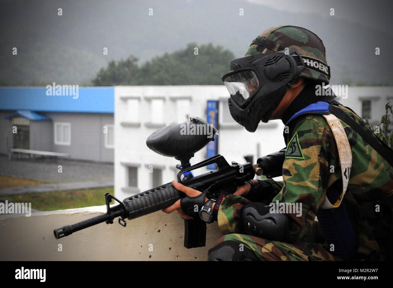 A South Korean Soldier provides overwatch during training with members ...