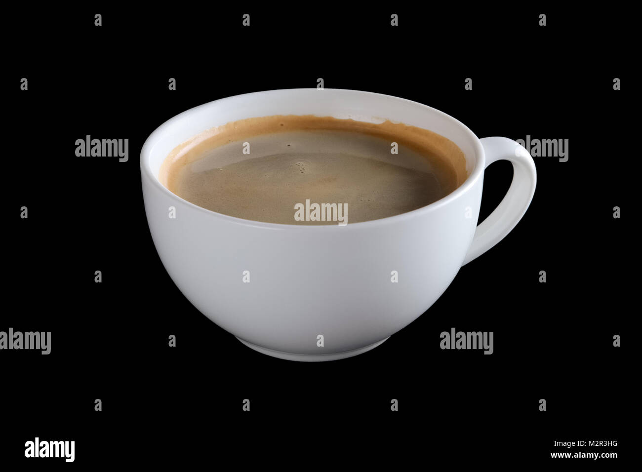 Big ceramic cup of coffee isolated on black Stock Photo - Alamy