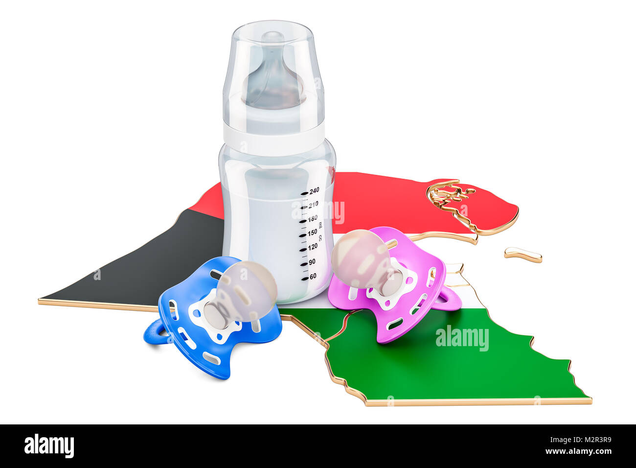 Birth rate and parenthood in Kuwait concept, 3D rendering isolated on ...