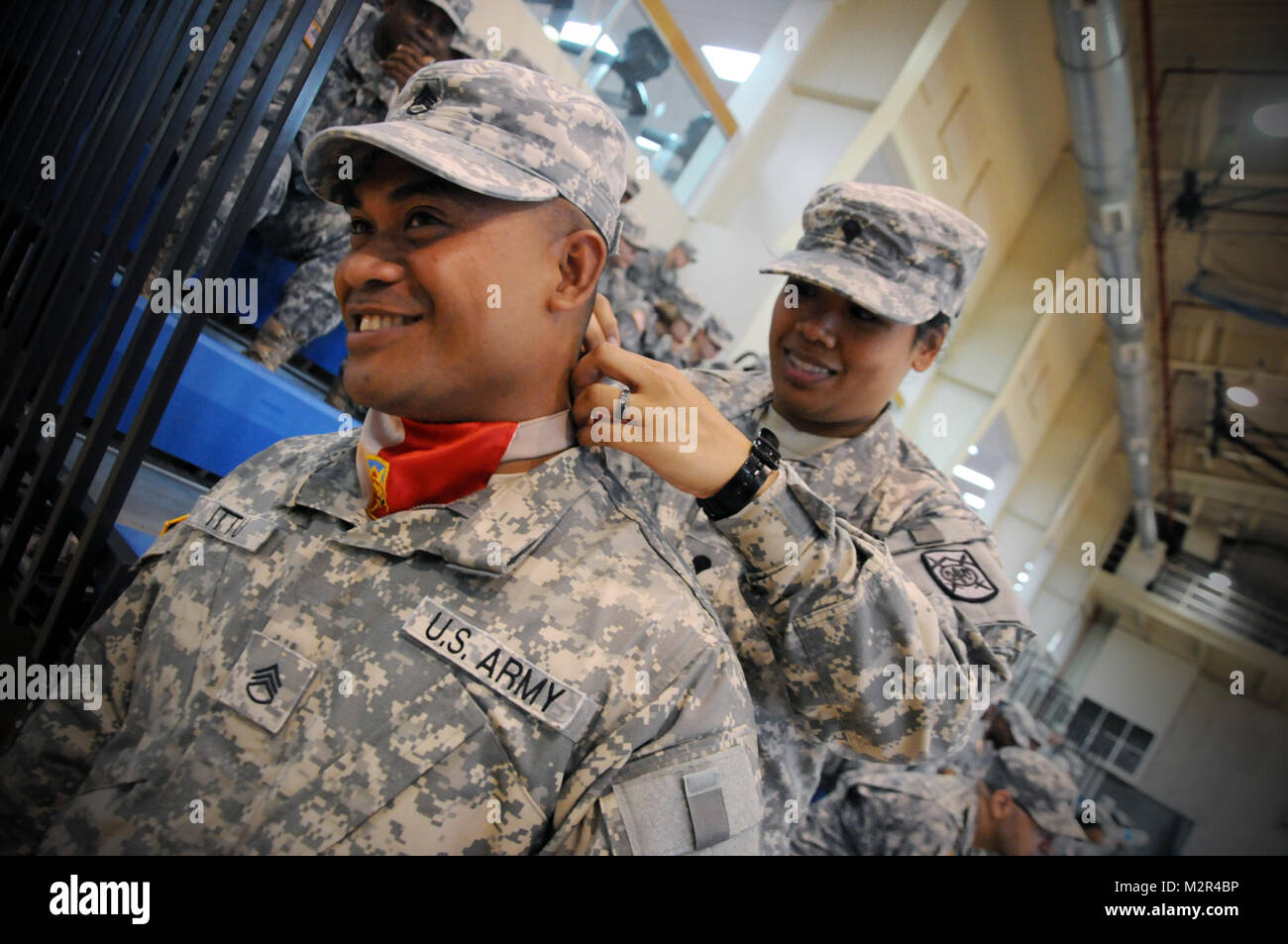Soldiers of the 501st Sustainment Brigade gathered at the Camp Carroll ...