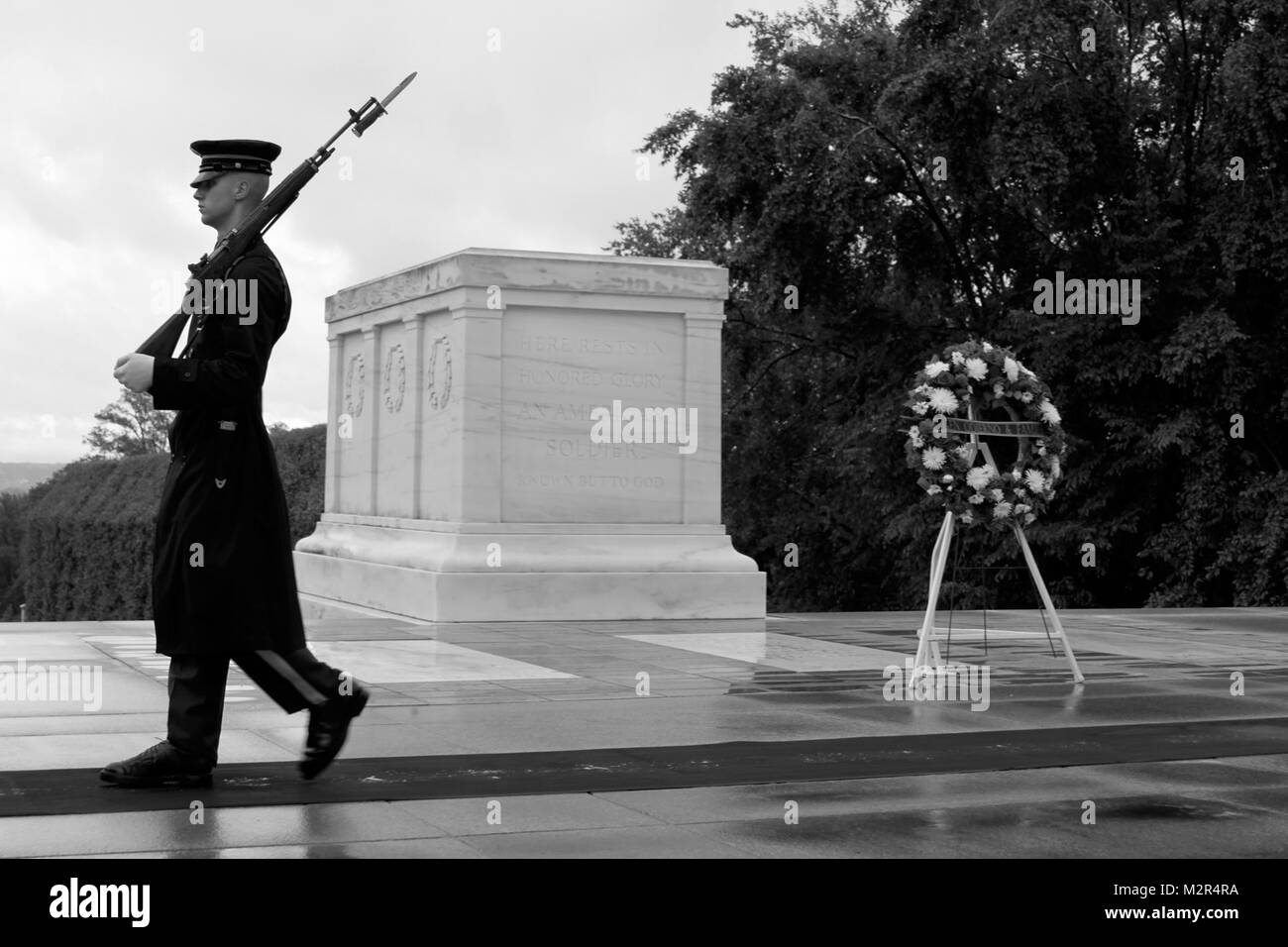 A Tomb Sentinel from the Old Guard passes in front of the Tomb of the ...