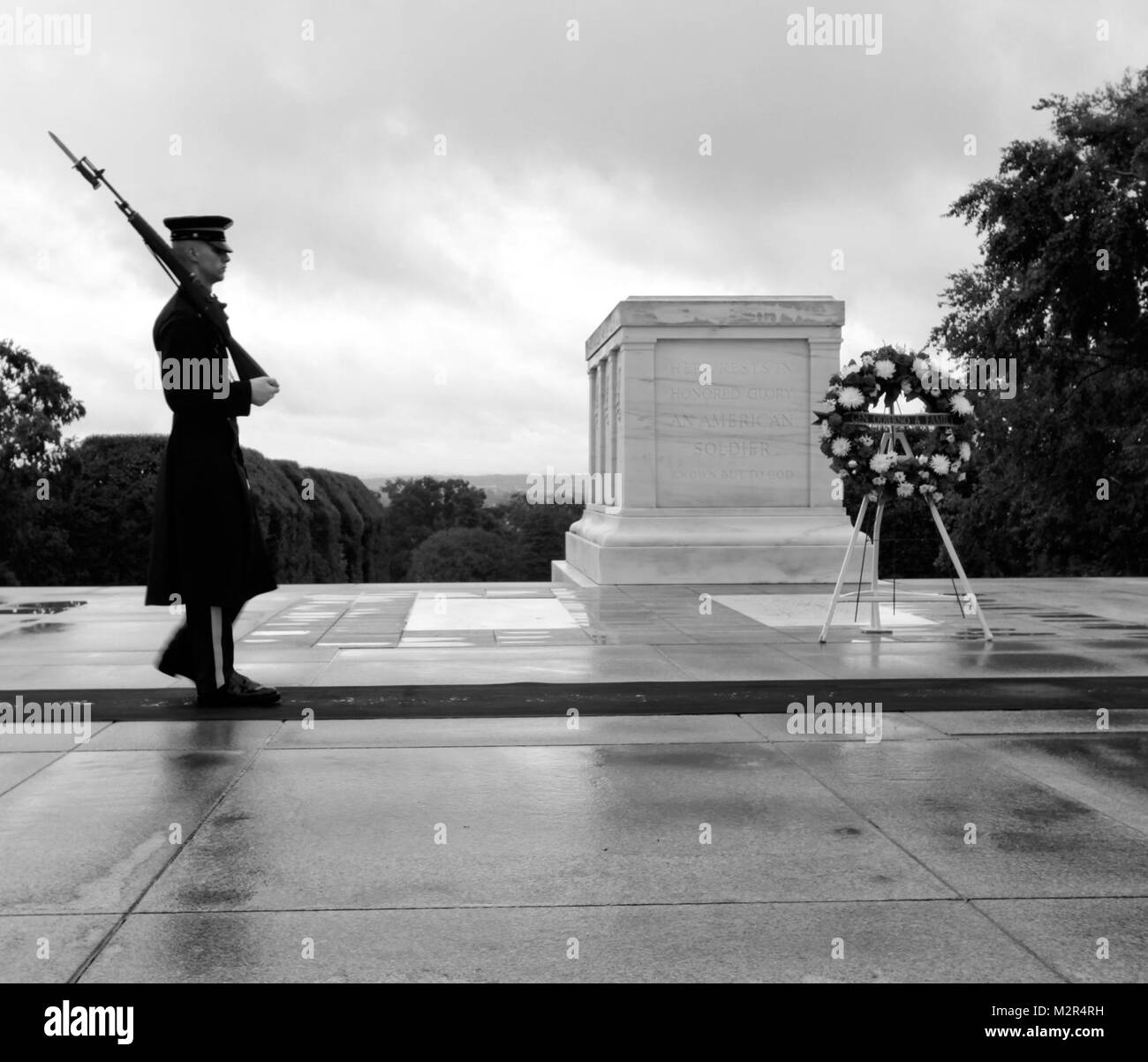 A Tomb Sentinel from the Old Guard passes in front of the Tomb of the ...