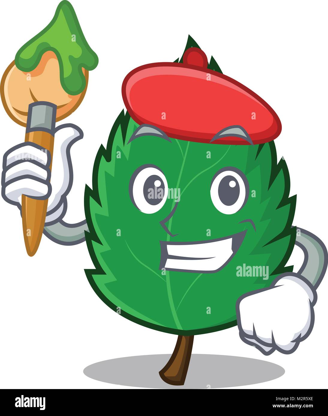Artist mint leaves character cartoon Stock Vector Image & Art - Alamy