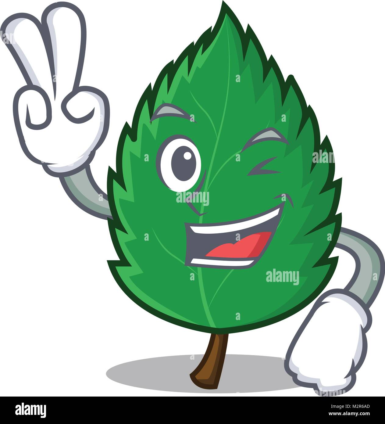 Two finger mint leaves character cartoon Stock Vector Image & Art - Alamy