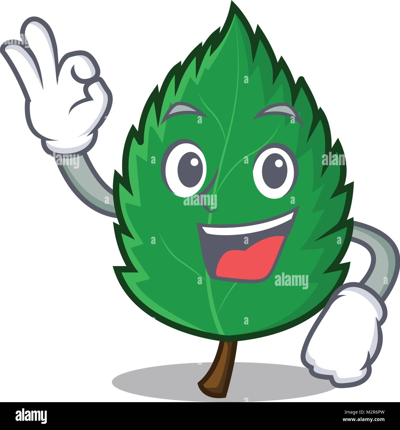 Okay mint leaves character cartoon Stock Vector Image & Art - Alamy
