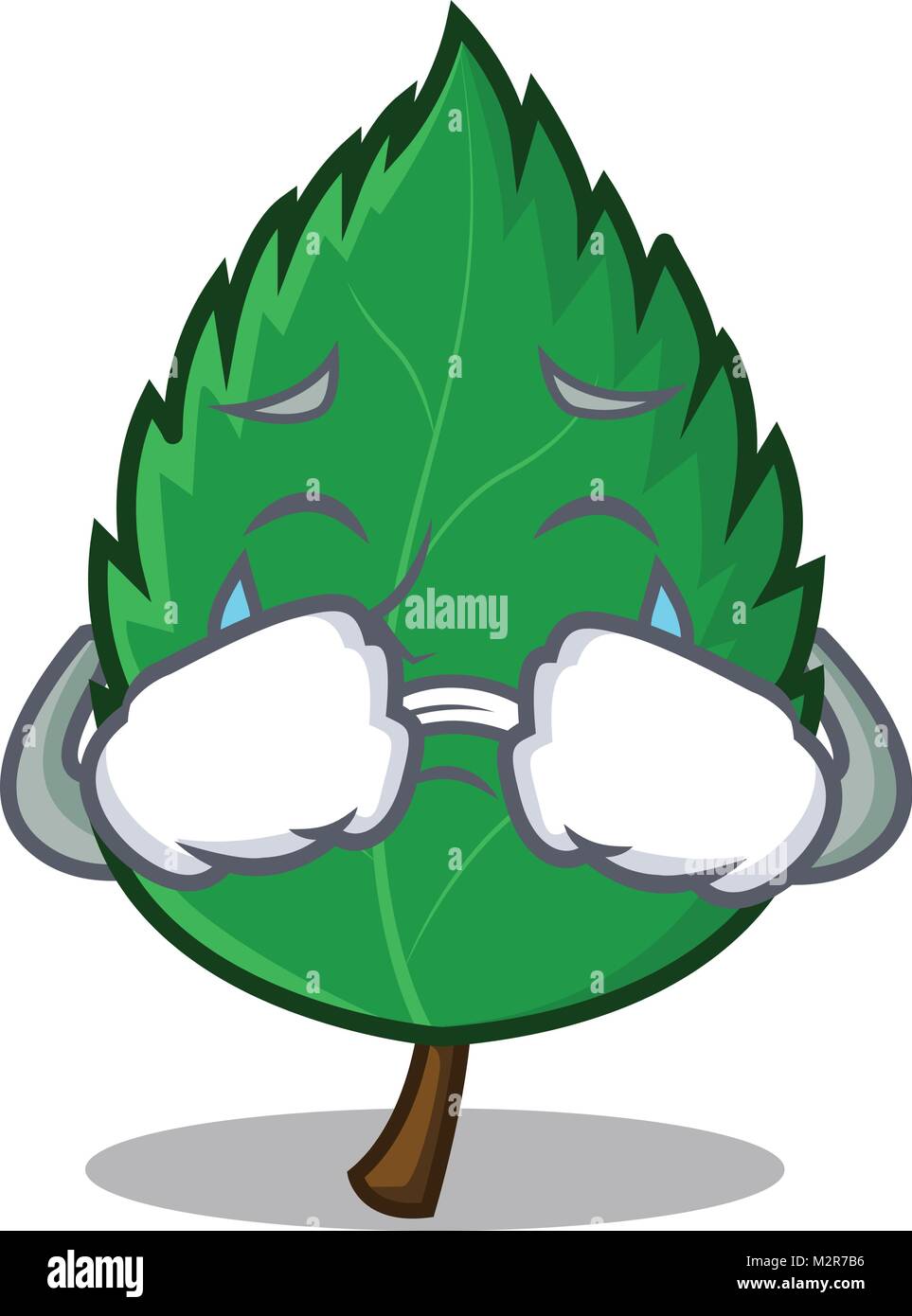 Crying mint leaves mascot cartoon Stock Vector Image & Art - Alamy
