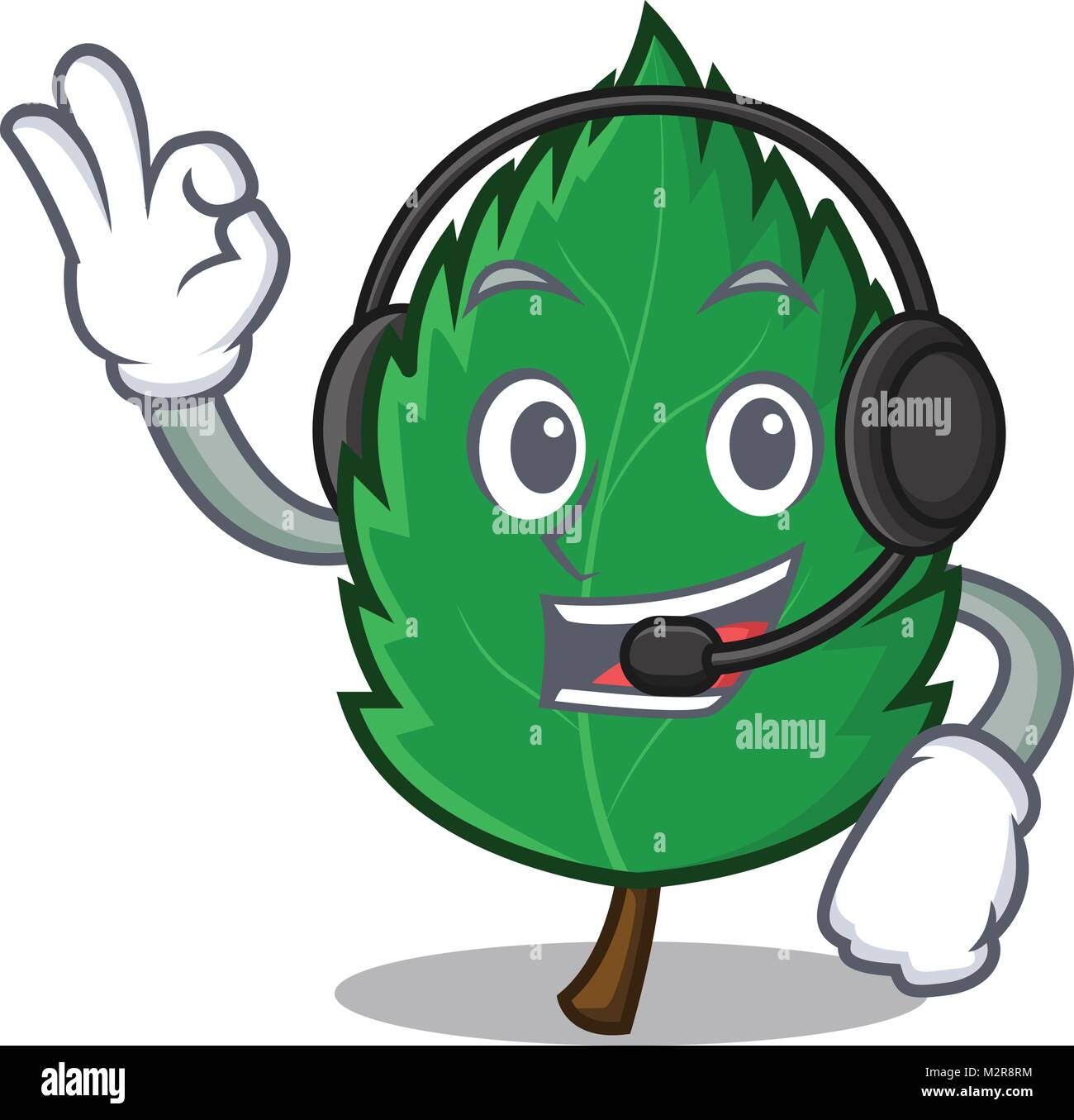 With headphone mint leaves mascot cartoon Stock Vector Image & Art - Alamy