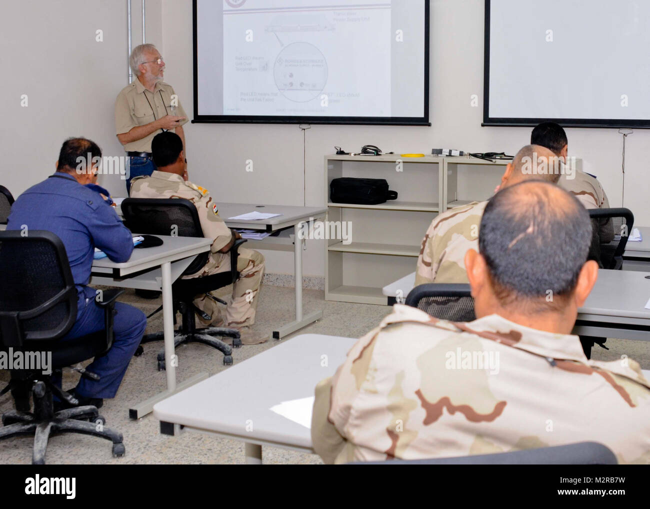 Terry Hoke, an instructor with Lockheed Martin, gives a presentation to ...