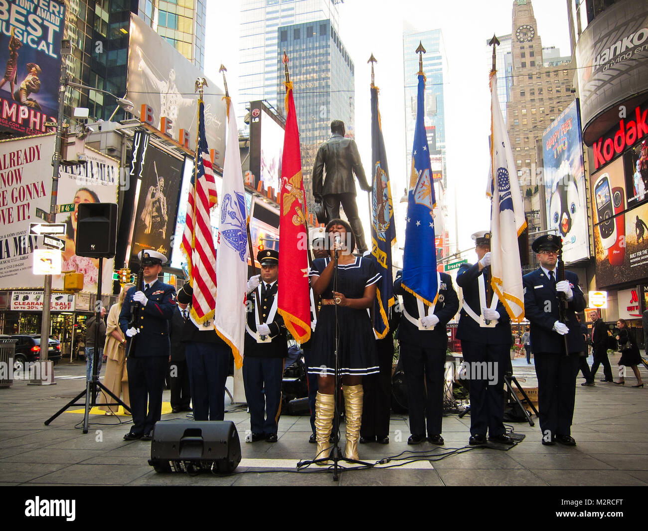 NEW YORK -- A joint service color guard representing Marines, Coast ...