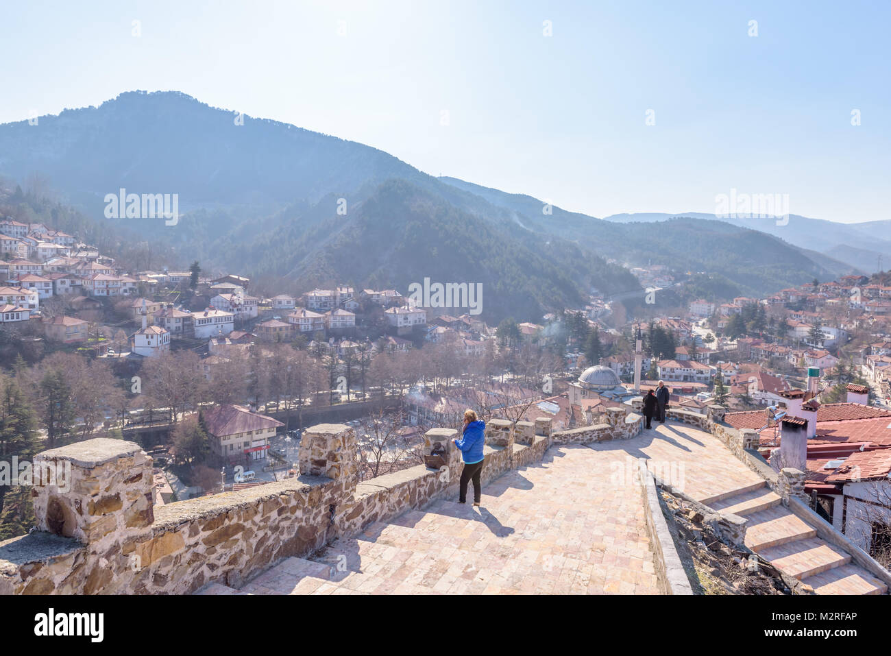 Unidentified people visit and explore Historical victory tower on hill ...