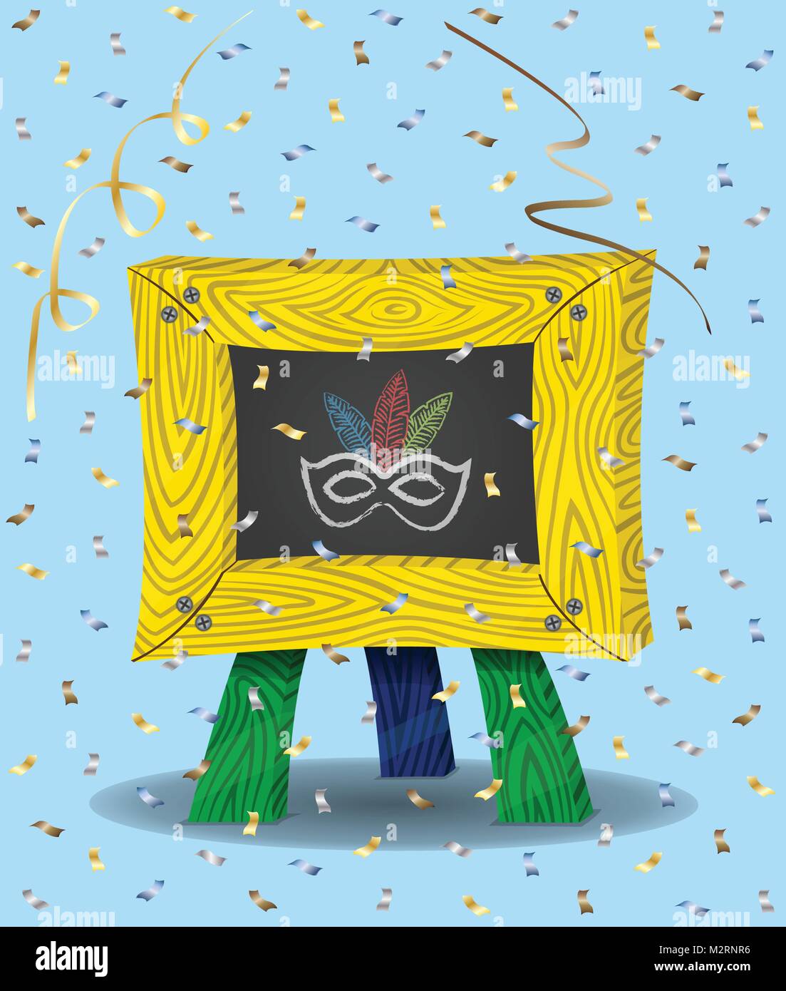 Carnival Mask on Chalkboard and Confetti. Chalkboard, confetti papers ...