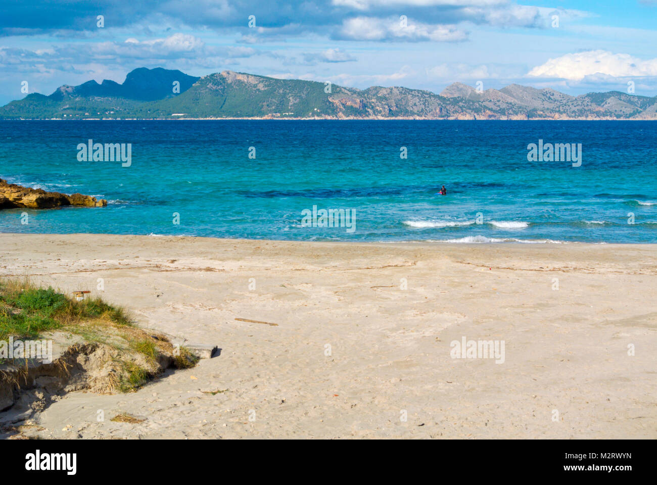 Beach, Platja de Sant Pere, Badia de Pollenca, Bay of Pollensa ...