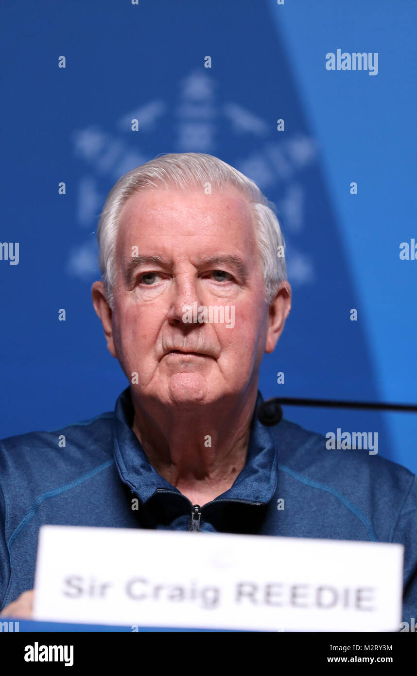 Pyeongchang, South Korea. 8th Feb, 2018. Craig Reedie, president of ...