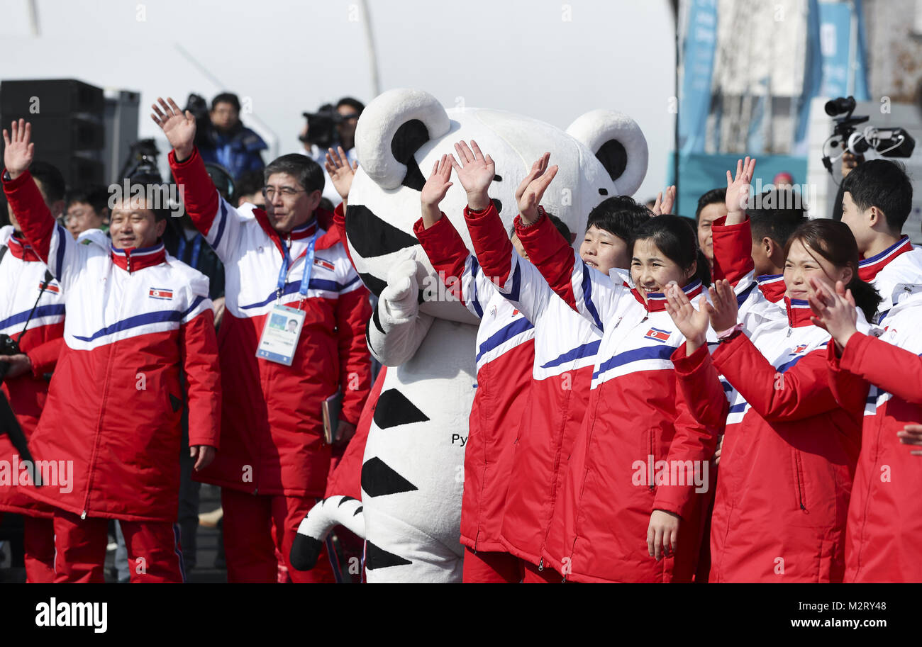 Pyeongchang, South Korea. 8th Feb, 2018. Members of the Democratic ...