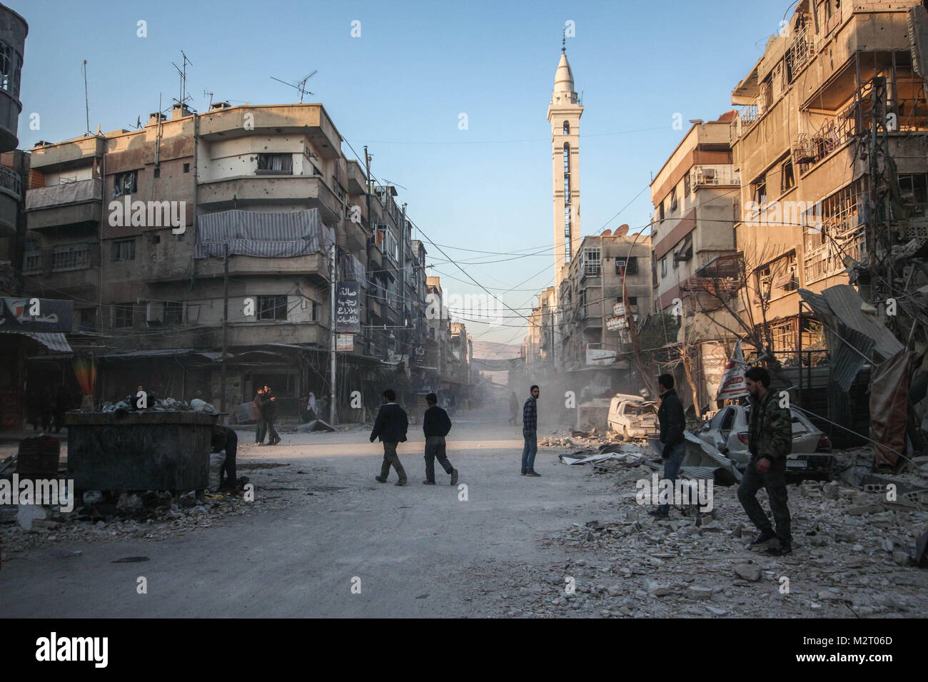 Douma, Damascus, Syria. 7th Feb, 2018. Buildings seen being damaged by ...