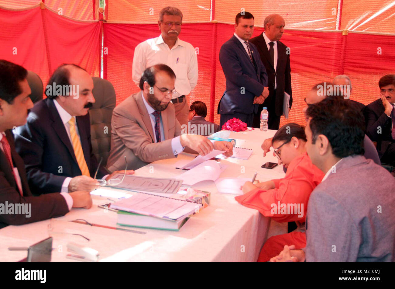 Karachi, Pakistan. 7th February, 2018. Senate elections candidates of ...