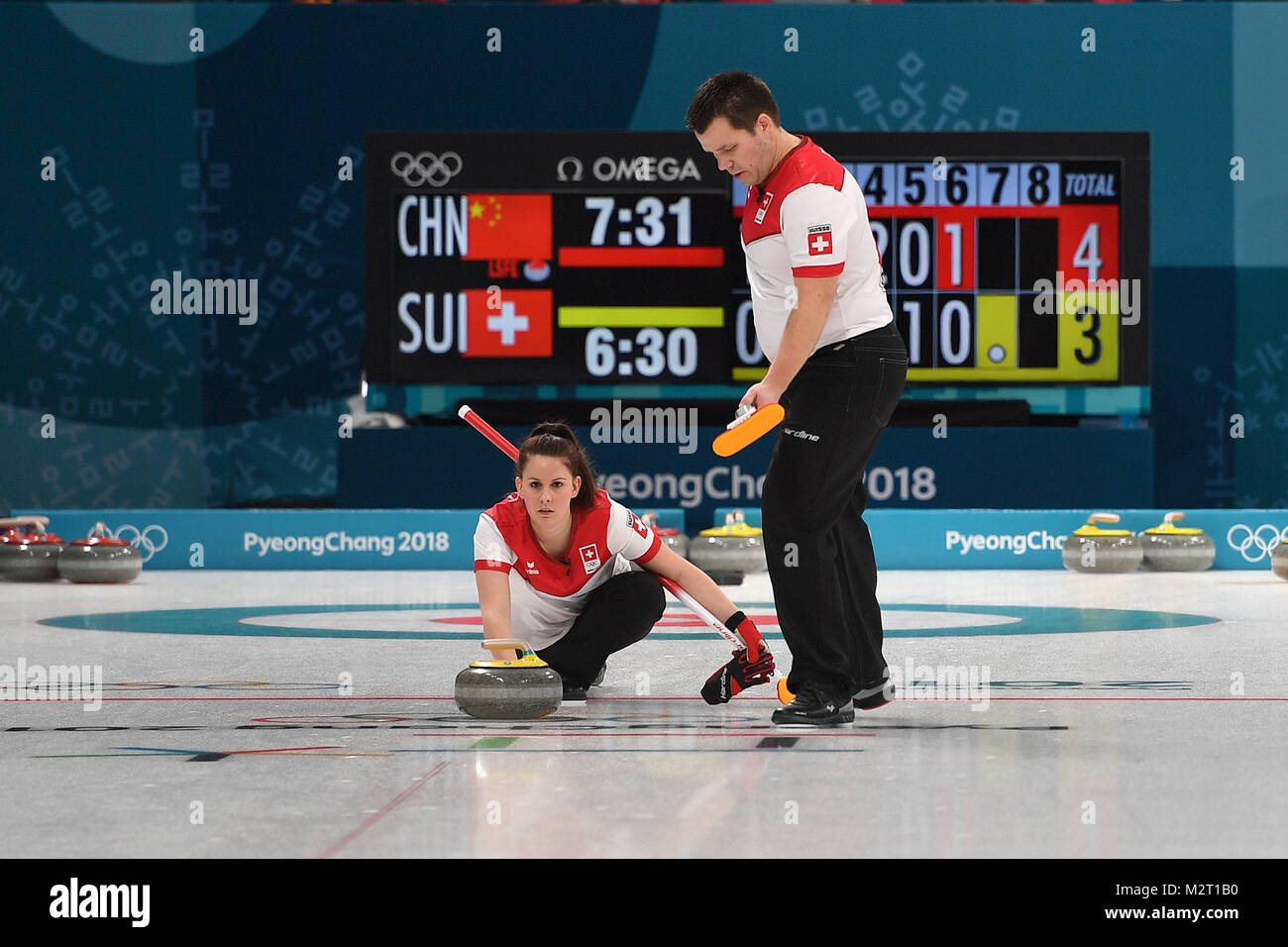 Jenny PERRET, Martin RIOS, Aktion, Team SUI, Schweiz, Curling Mixed ...