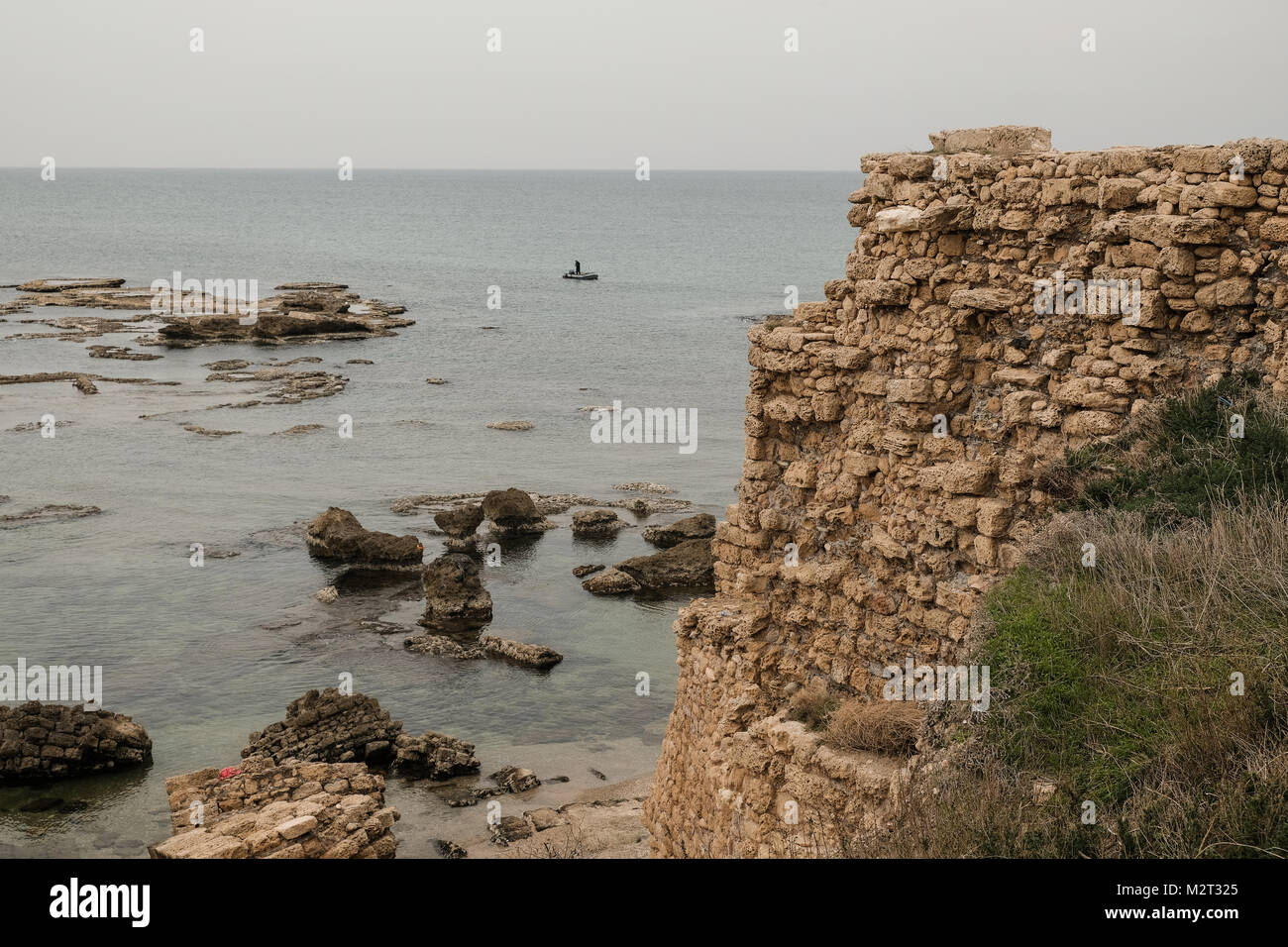 Caesarea, Israel. 8th February, 2018. Crusader era fortifications at ...