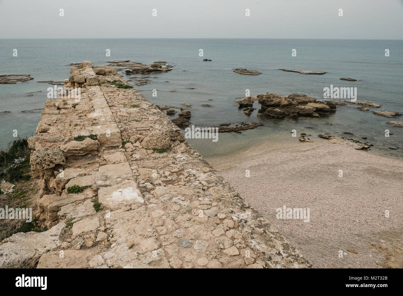 Caesarea, Israel. 8th February, 2018. Crusader era fortifications at ...